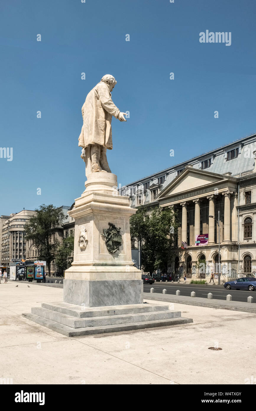 Bucharest, Romania. A statue of Ion Heliade Rădulescu outside the ...