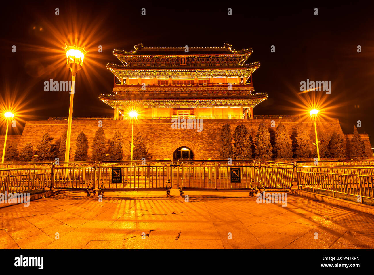 The ancient traditional Chinese Arrow Tower in the night, as known as ...