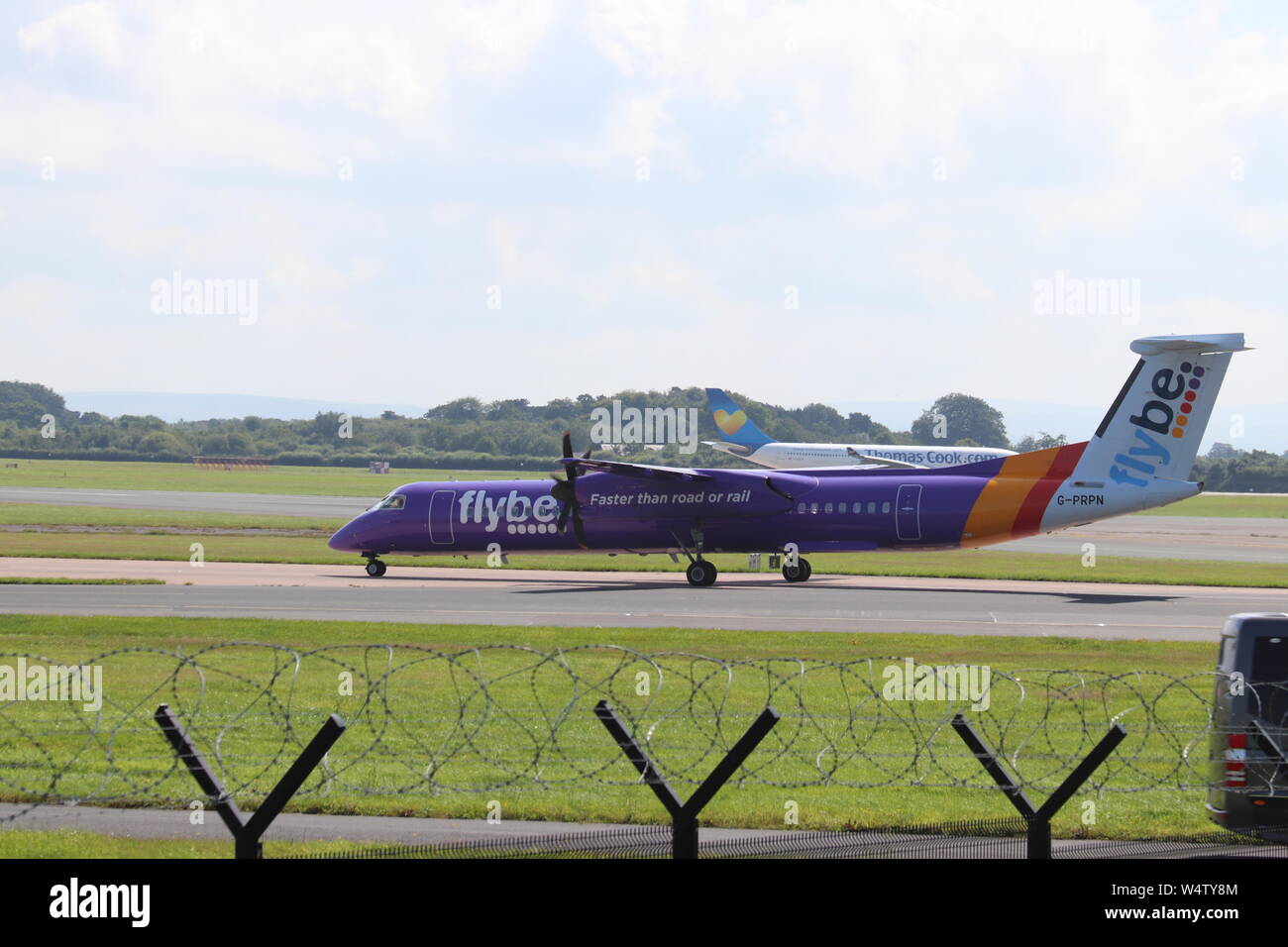 Manchester airport aviation viewing park Stock Photo - Alamy