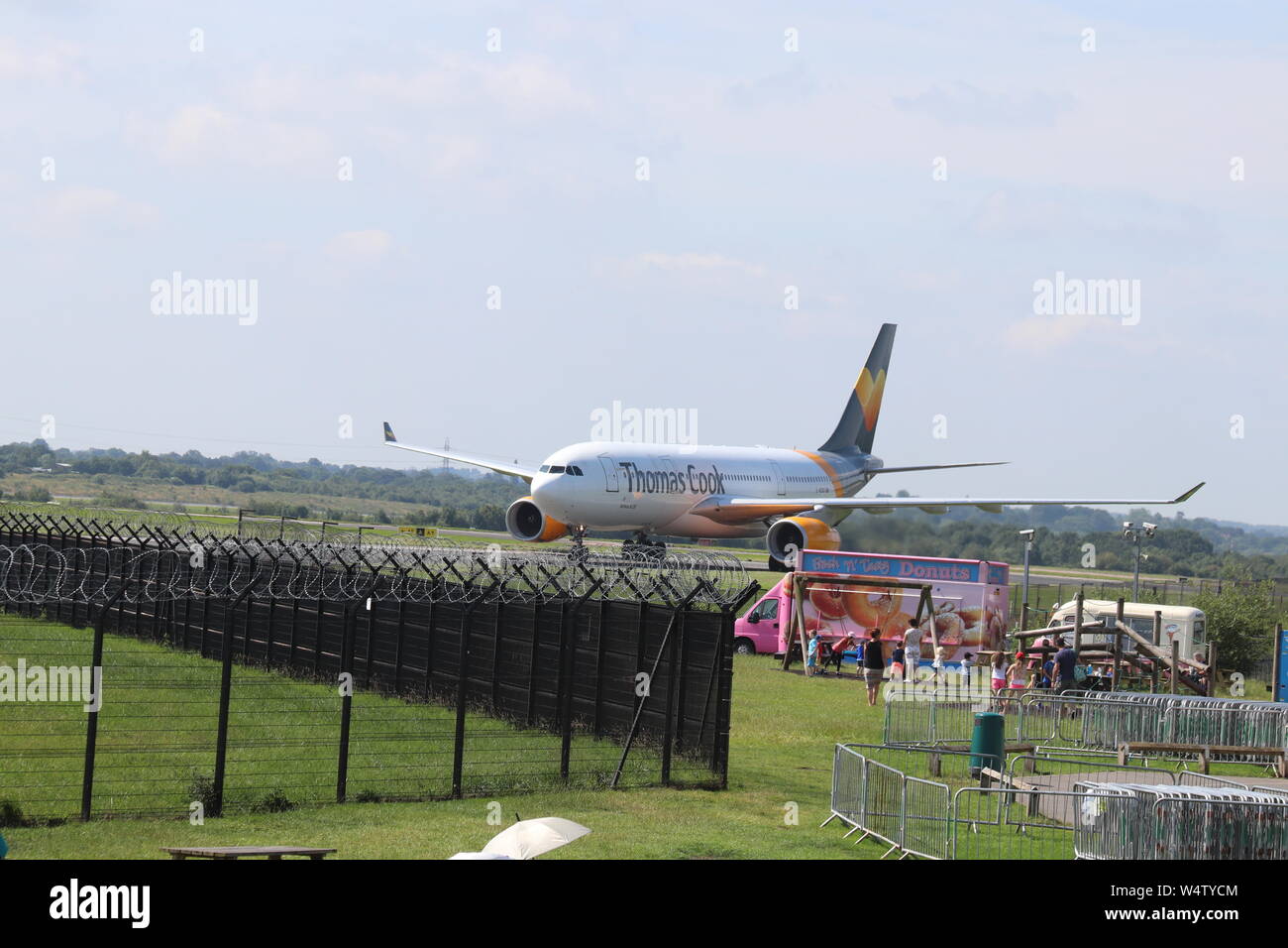 Manchester airport aviation viewing park Stock Photo - Alamy