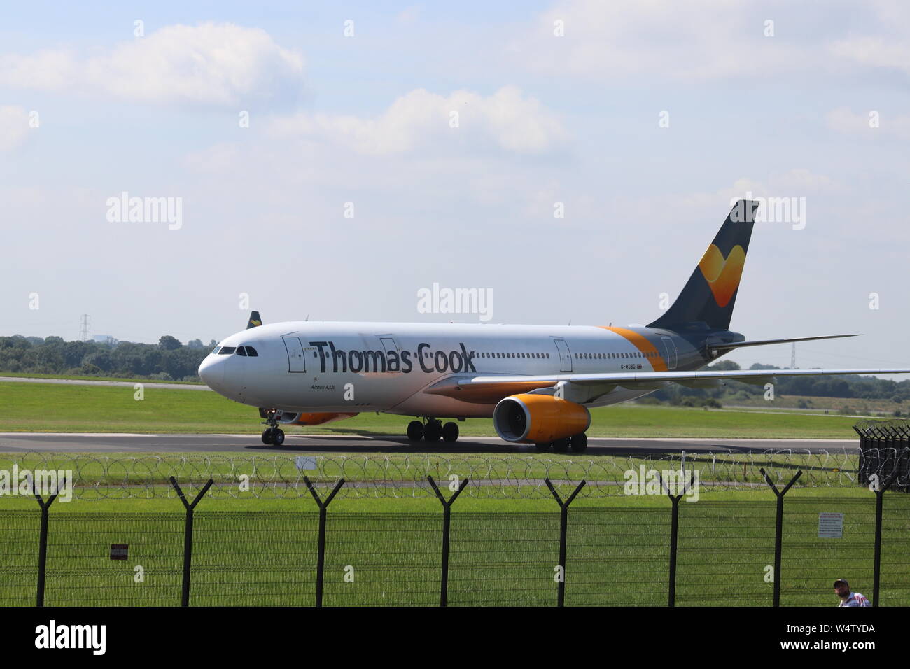Manchester airport aviation viewing park Stock Photo - Alamy