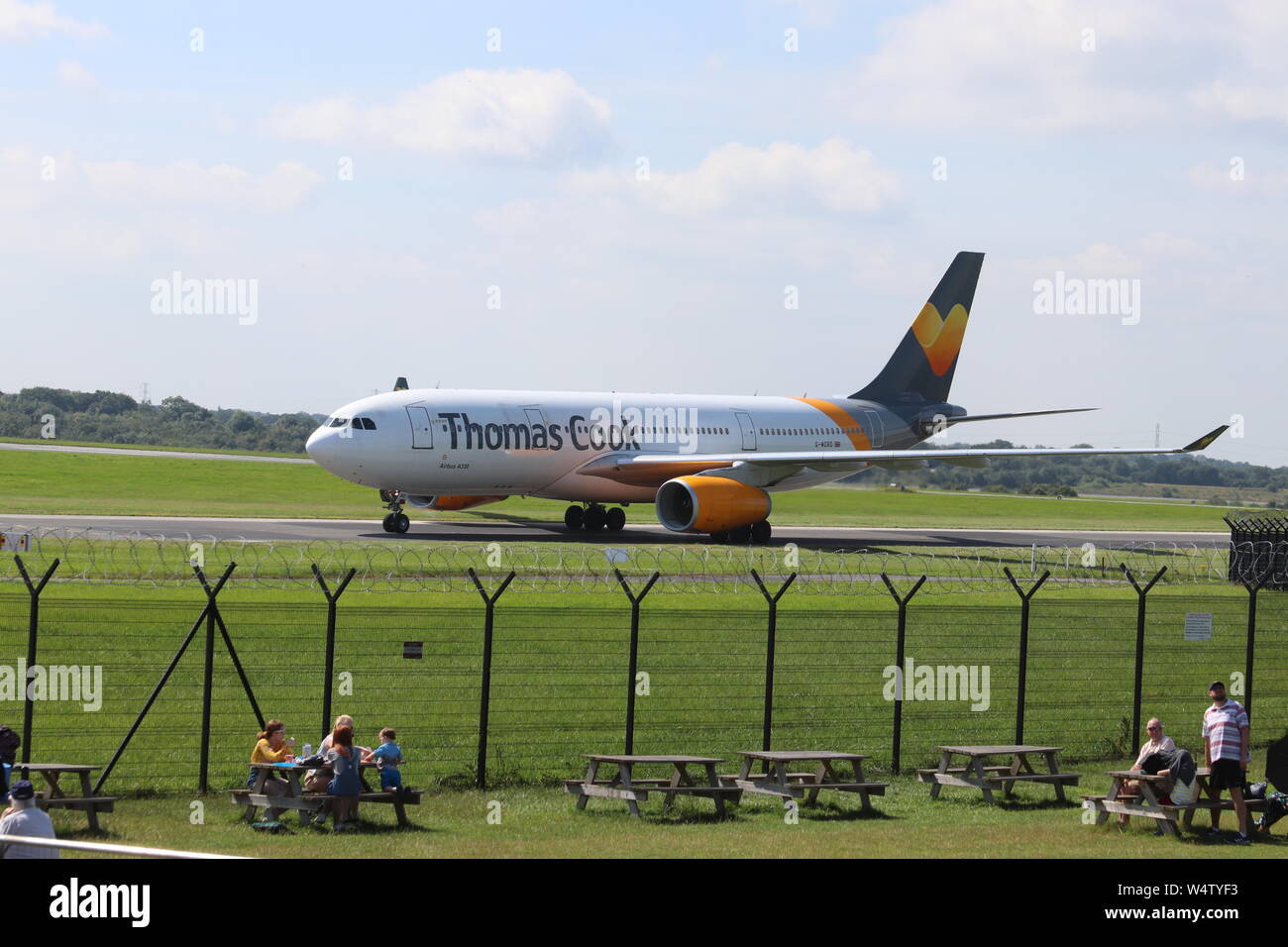 Manchester airport aviation viewing park Stock Photo - Alamy
