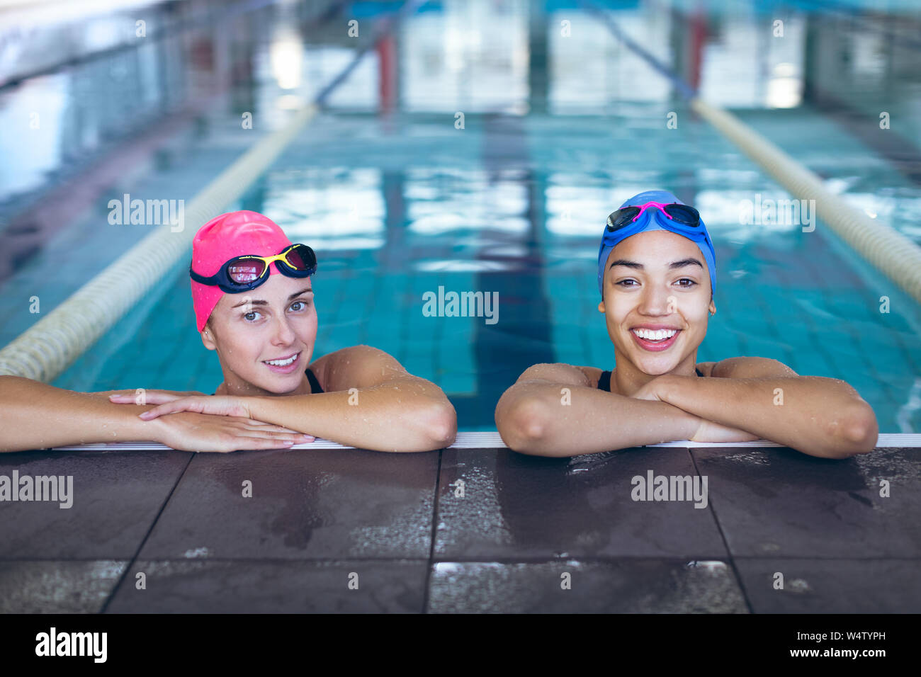 Swimmers in a pool Stock Photo - Alamy