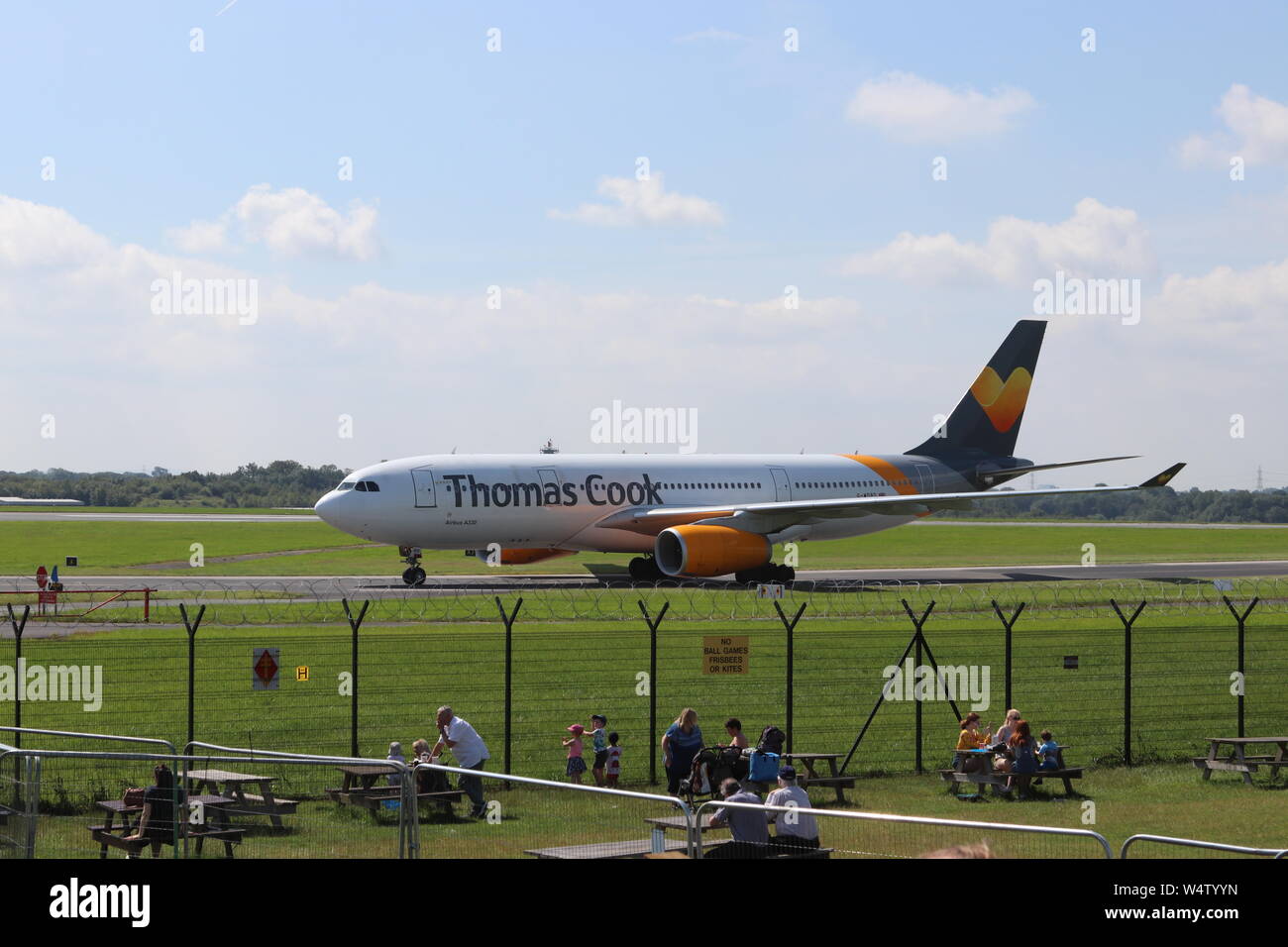 Manchester airport aviation viewing park Stock Photo - Alamy
