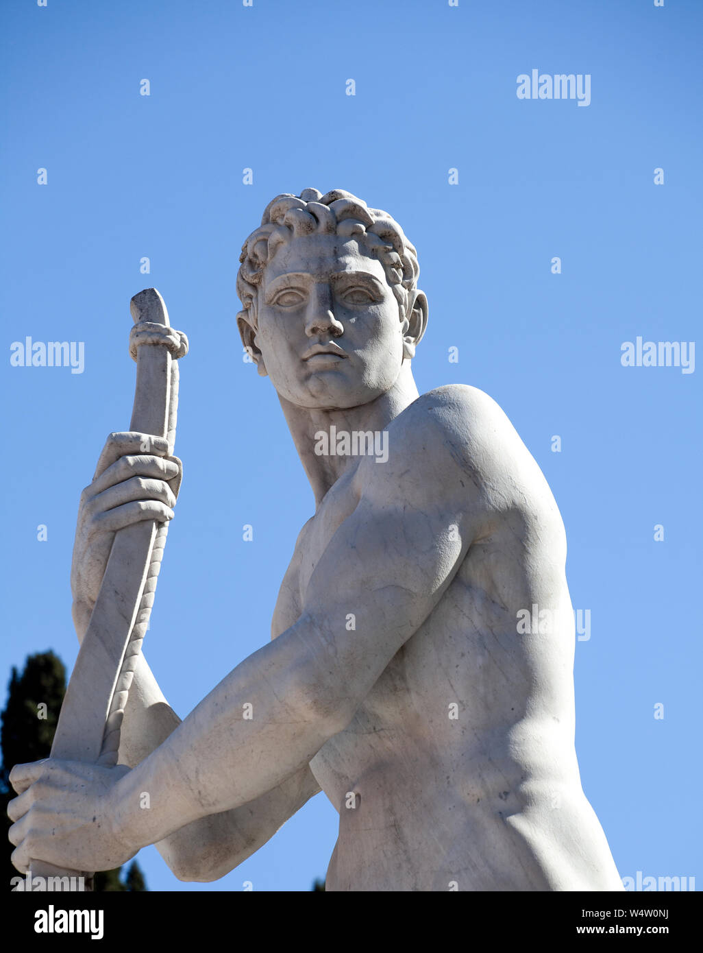 A statue of a archer in the Stadio dei Marmi (Marble Stadium) in Rome ...
