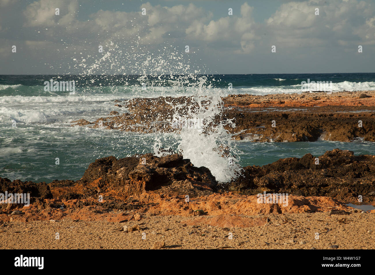 Mediterranean sea water splash windy weather costa Mas Pas Stock Photo ...