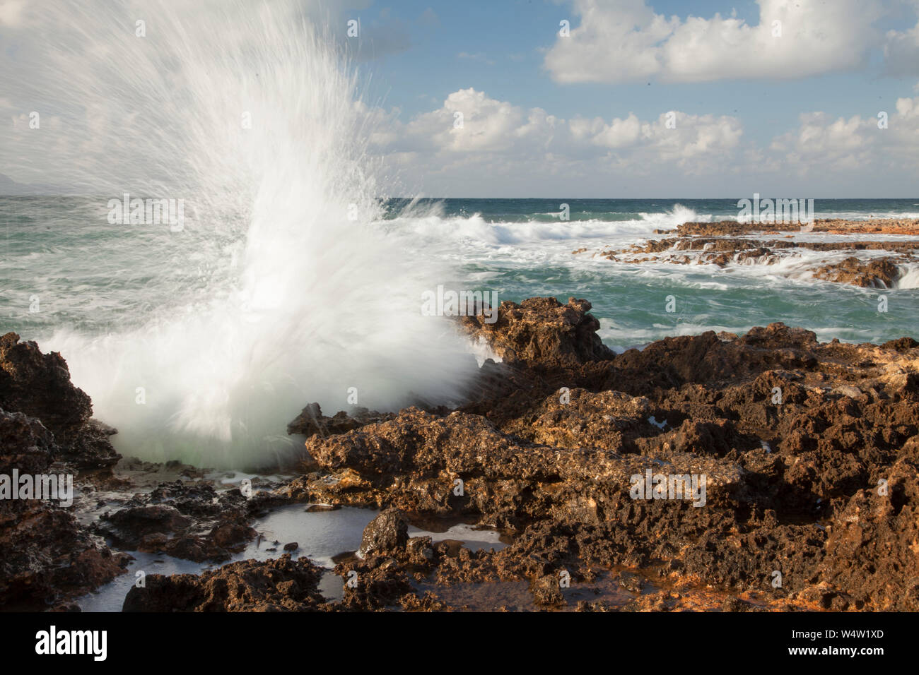Mediterranean sea water splash windy weather costa Mas Pas Stock Photo ...
