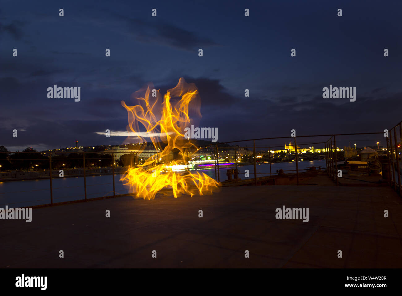 Light painting / light drawing with fire and steel wool Stock Photo - Alamy