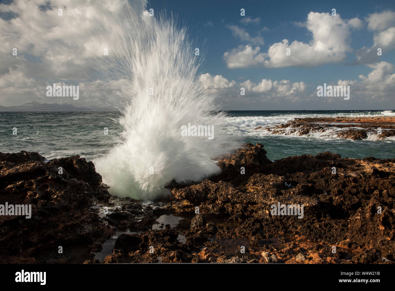 Mediterranean sea water splash windy weather costa Mas Pas Stock Photo ...
