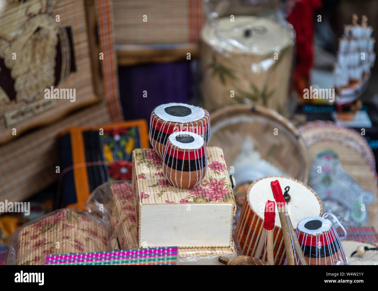 Handmade Wooden Tabla showpiece Stock Photo - Alamy