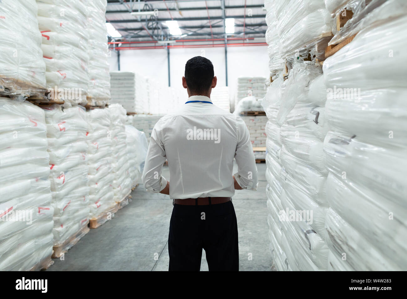 Thoughtful male supervisor standing in warehouse Stock Photo - Alamy