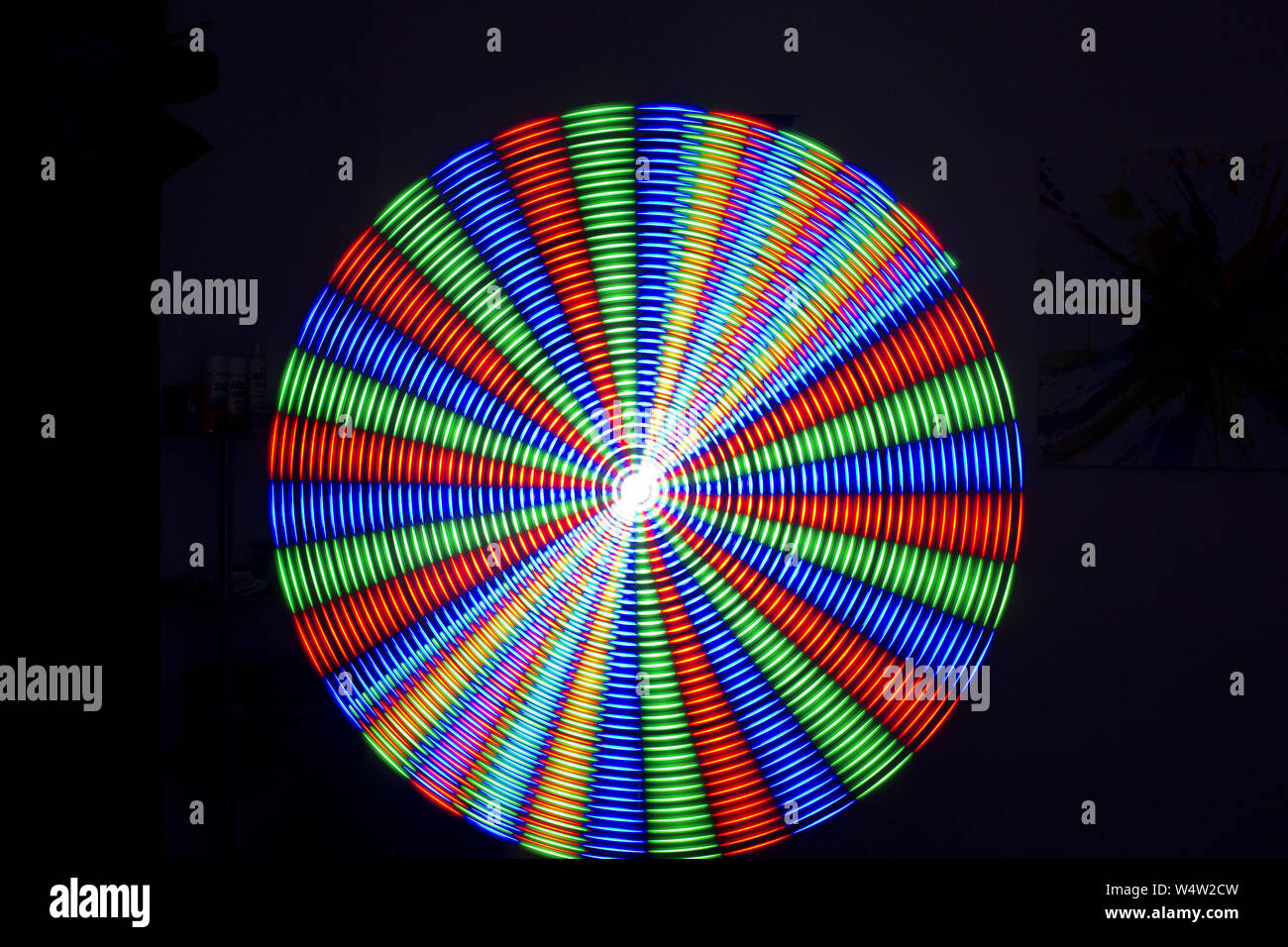 Light painting / light drawing spining colorful circle Stock Photo - Alamy