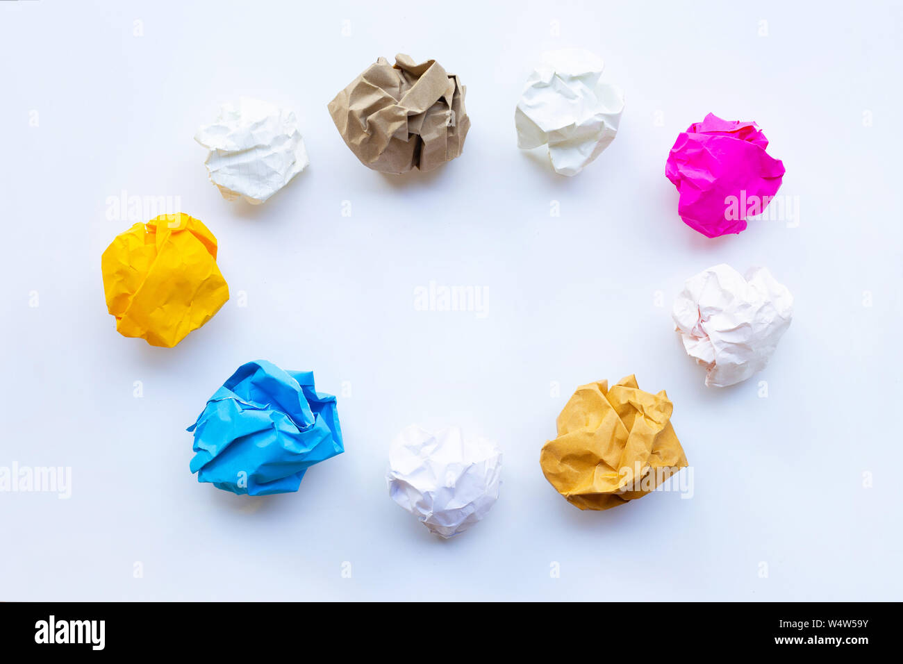 Colorful crumpled paper ball isolated on white background Stock Photo ...