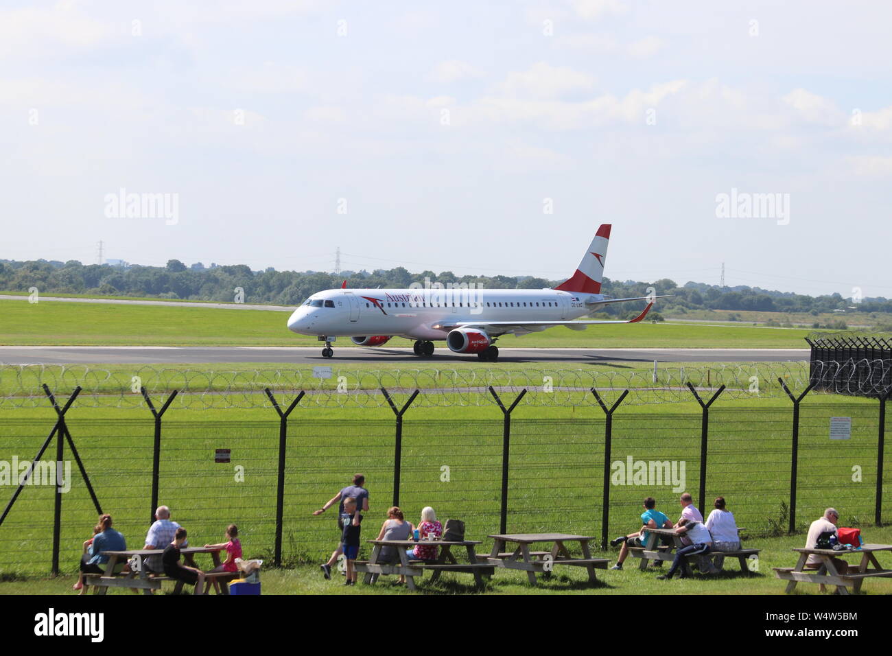 Manchester airport aviation viewing park Stock Photo - Alamy
