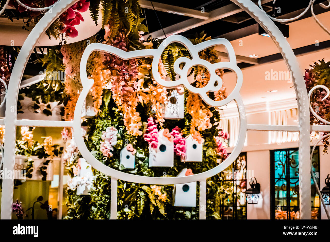 Singapore - Nov 18, 2018: Hello Kitty Orchid Garden Cafe at Changi ...