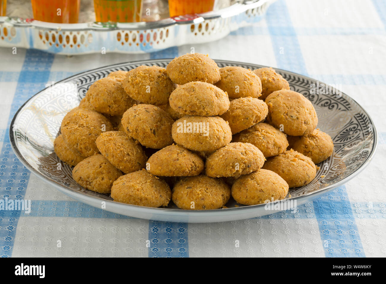 Traditional homemade Moroccan festive cookies and tea Stock Photo - Alamy