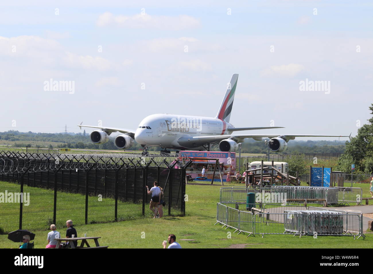 Manchester airport aviation viewing park Stock Photo - Alamy