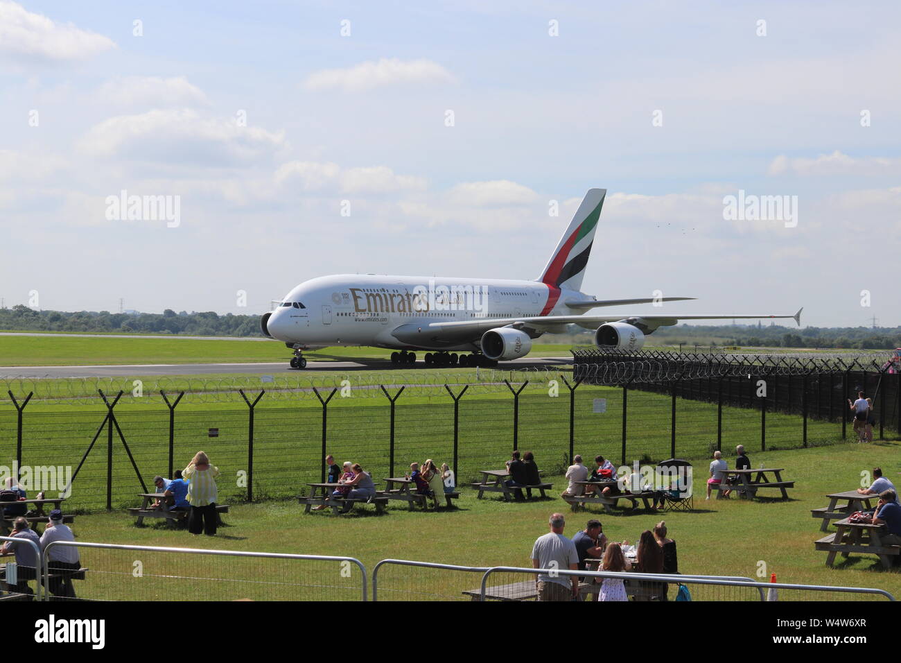 Manchester airport aviation viewing park Stock Photo - Alamy
