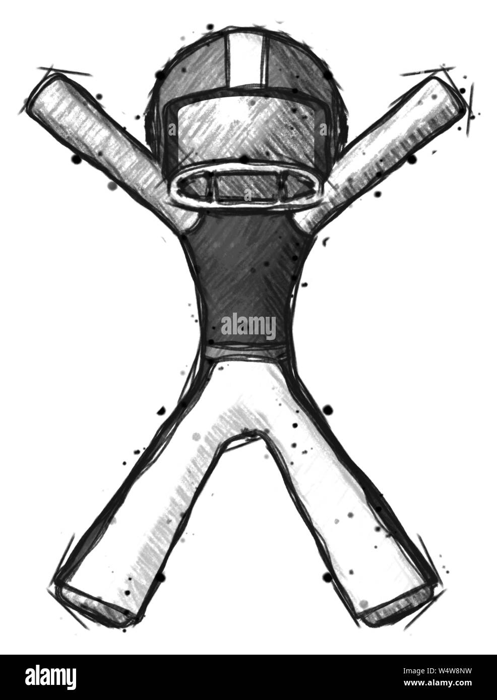 Sketch football player man jumping or failing Stock Photo - Alamy