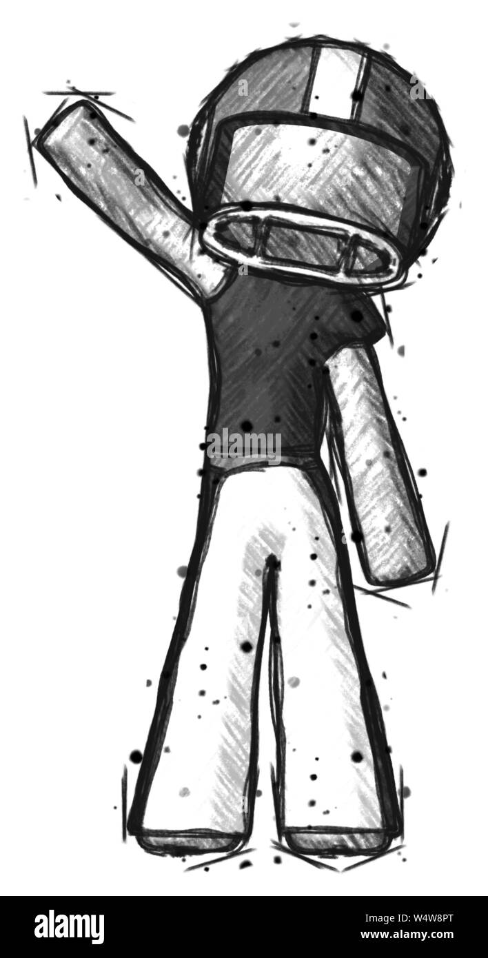 Sketch football player man waving emphatically with right arm Stock ...
