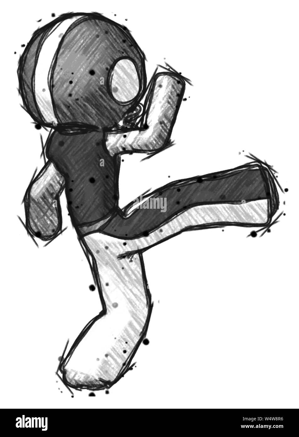 Sketch football player man kick pose Stock Photo - Alamy