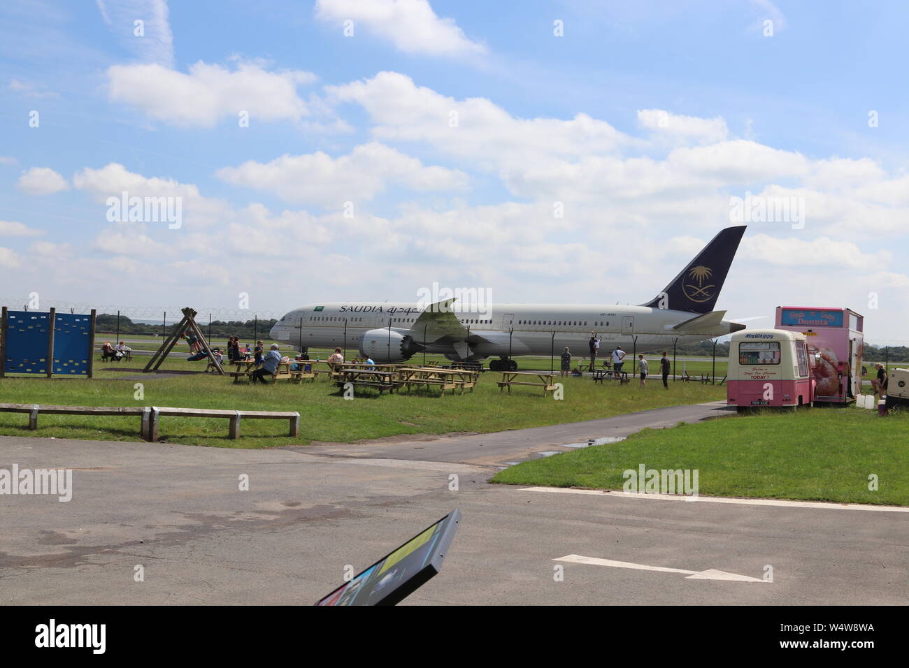 Manchester airport aviation viewing park Stock Photo - Alamy