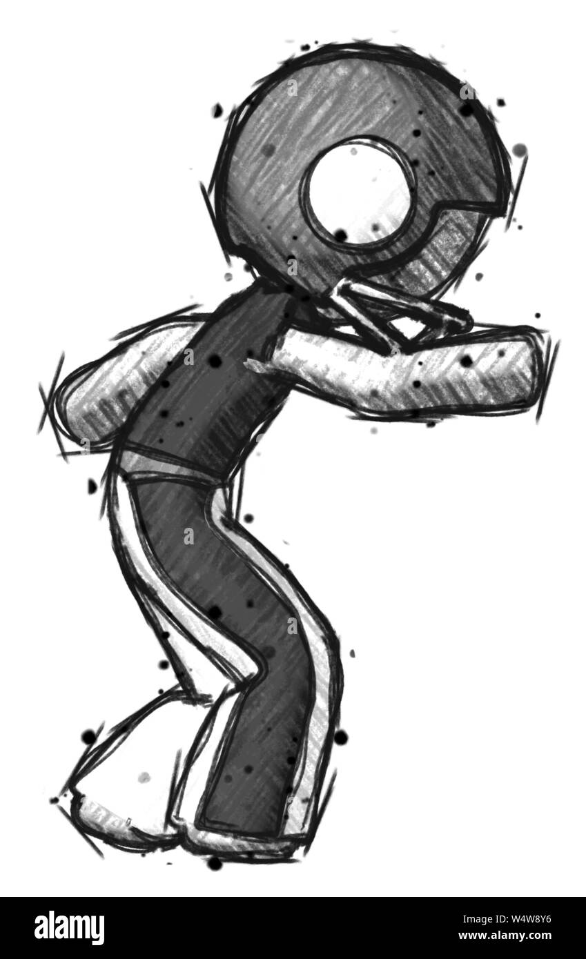 Sketch football player man sneaking while reaching for something Stock ...
