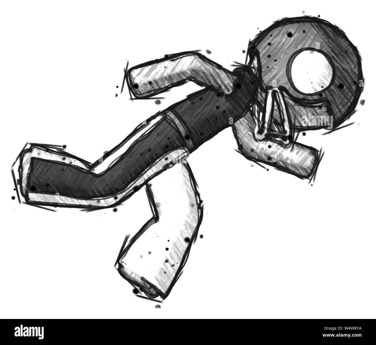 Sketch football player man running while falling down Stock Photo - Alamy