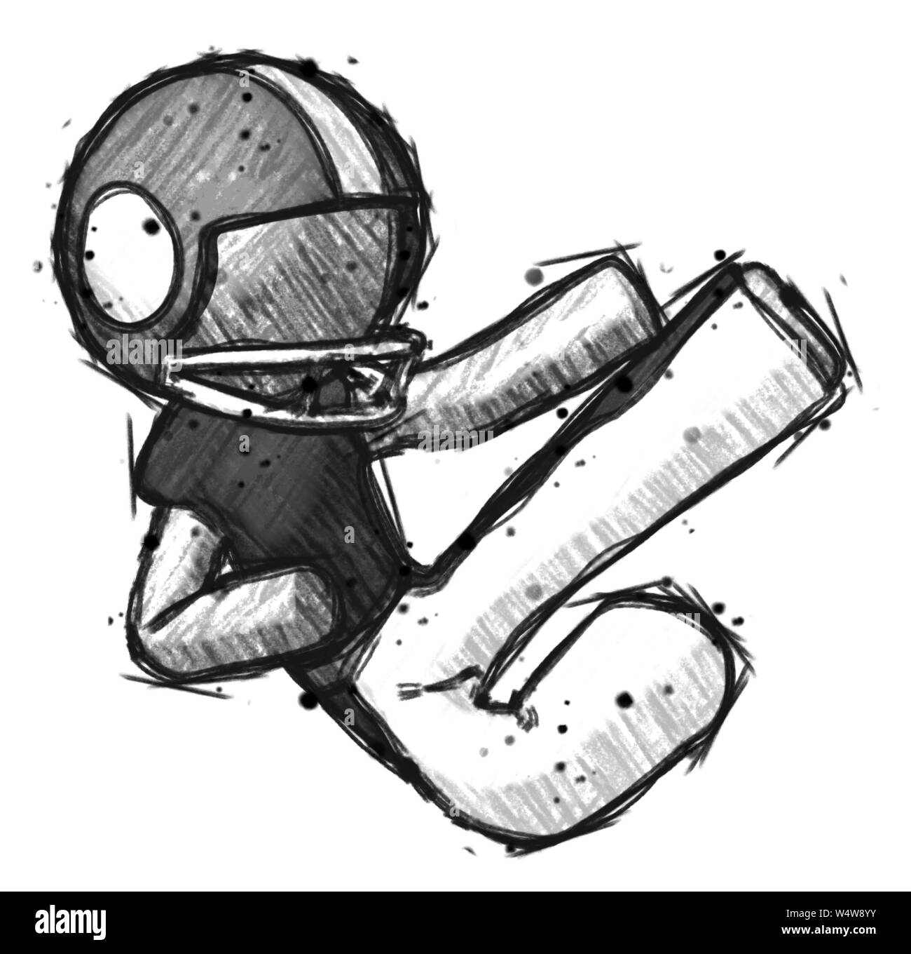 Sketch football player man flying ninja kick right Stock Photo - Alamy