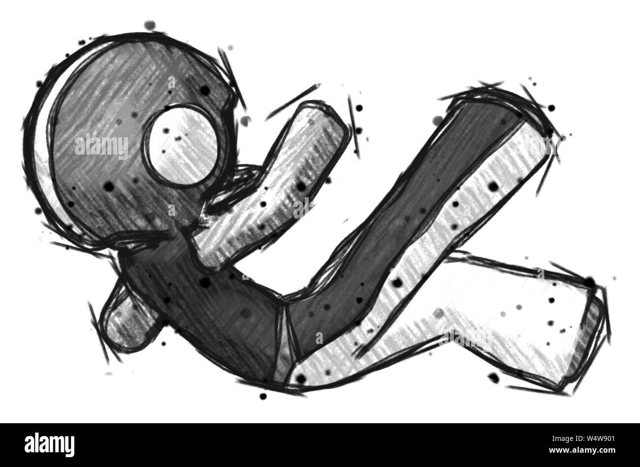 Sketch football player man falling backwards Stock Photo - Alamy