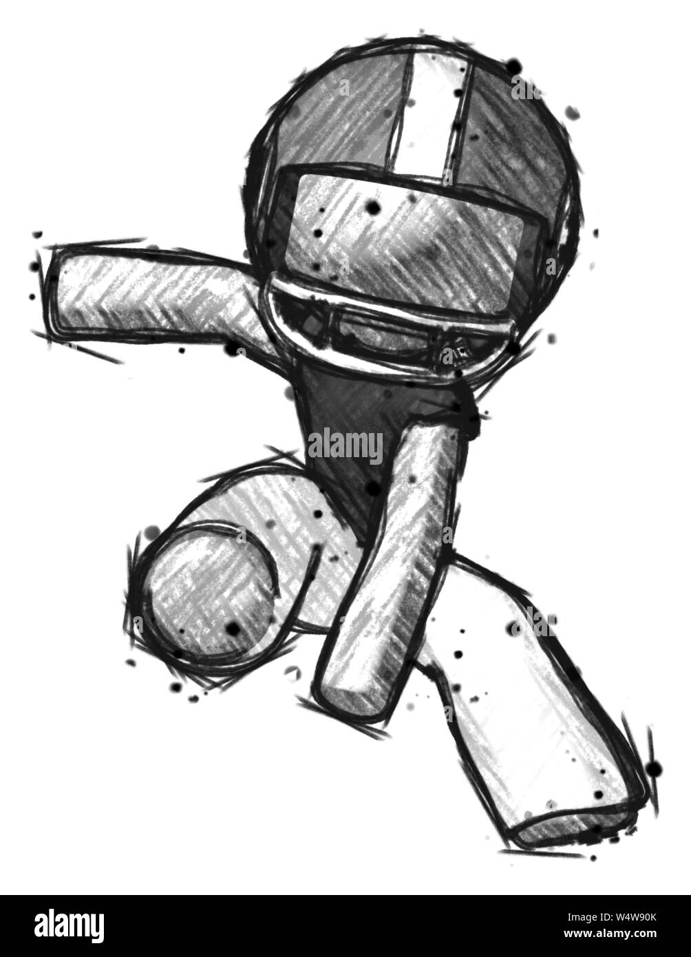 Sketch football player man action hero jump pose Stock Photo - Alamy