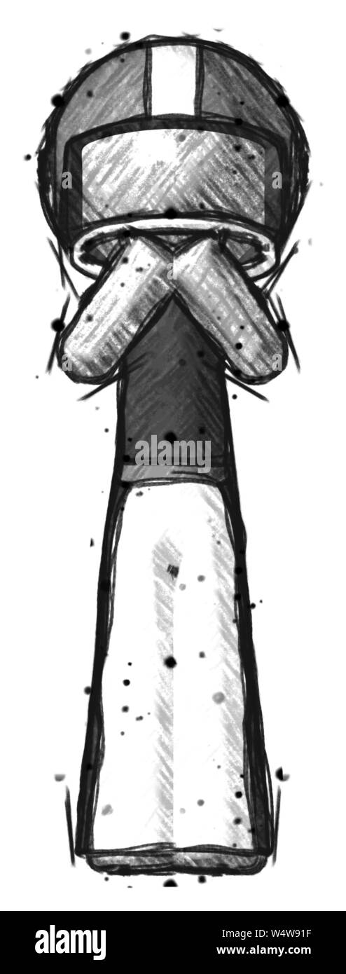 Sketch football player man laugh, giggle, or gasp pose Stock Photo - Alamy