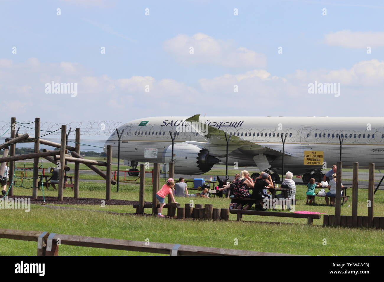 Manchester airport aviation viewing park Stock Photo - Alamy