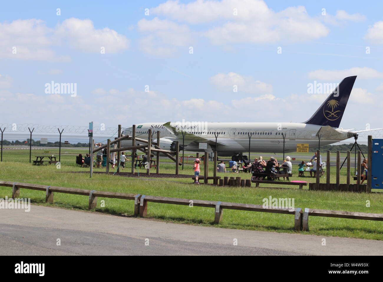 Manchester airport aviation viewing park Stock Photo - Alamy