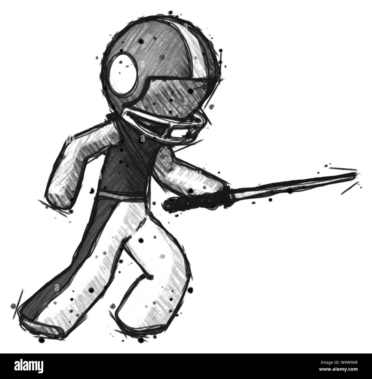 Sketch football player man stabbing with ninja sword katana Stock Photo ...