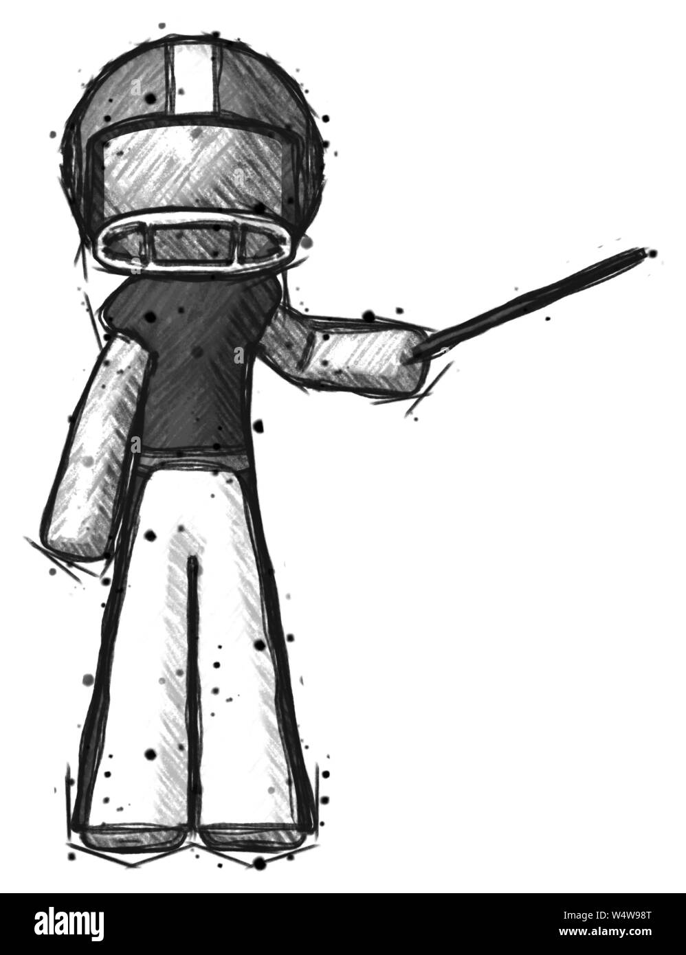 Sketch football player man teacher or conductor with stick or baton ...