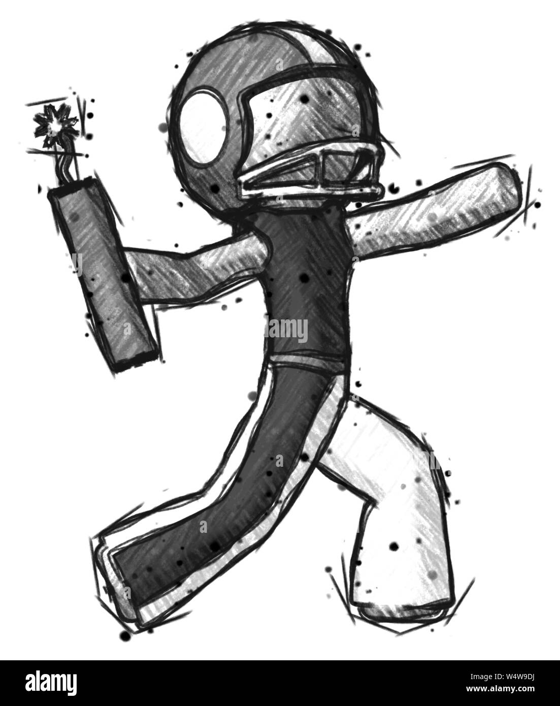 Sketch football player man throwing dynamite Stock Photo - Alamy