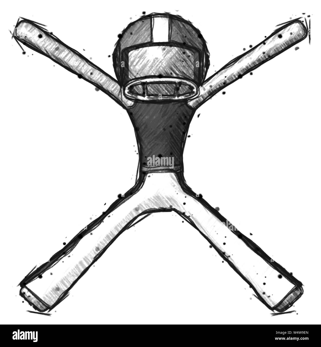 Sketch football player man with arms and legs stretched out Stock Photo ...