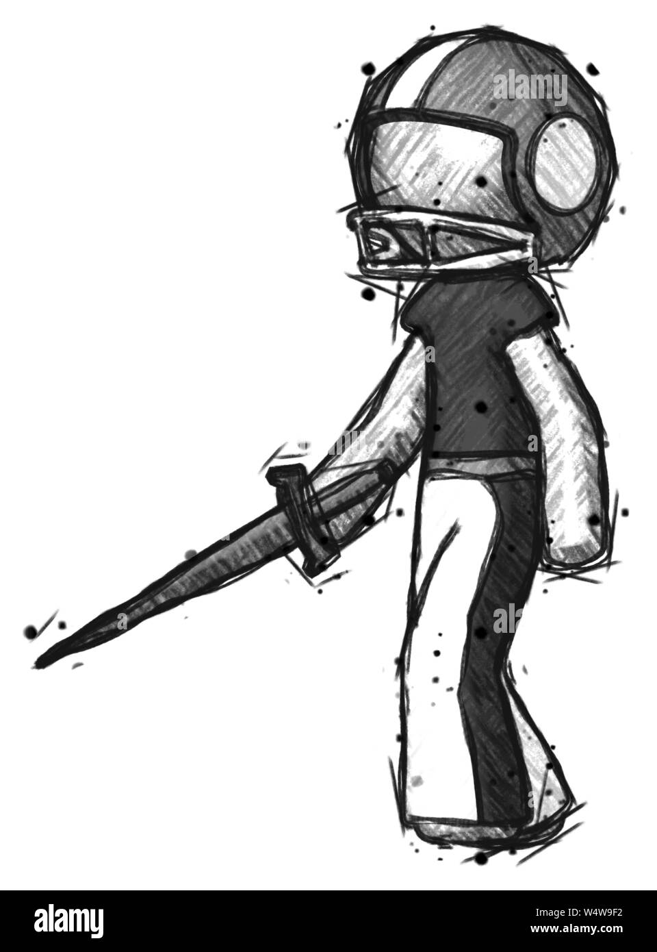 Sketch football player man with sword walking confidently Stock Photo ...