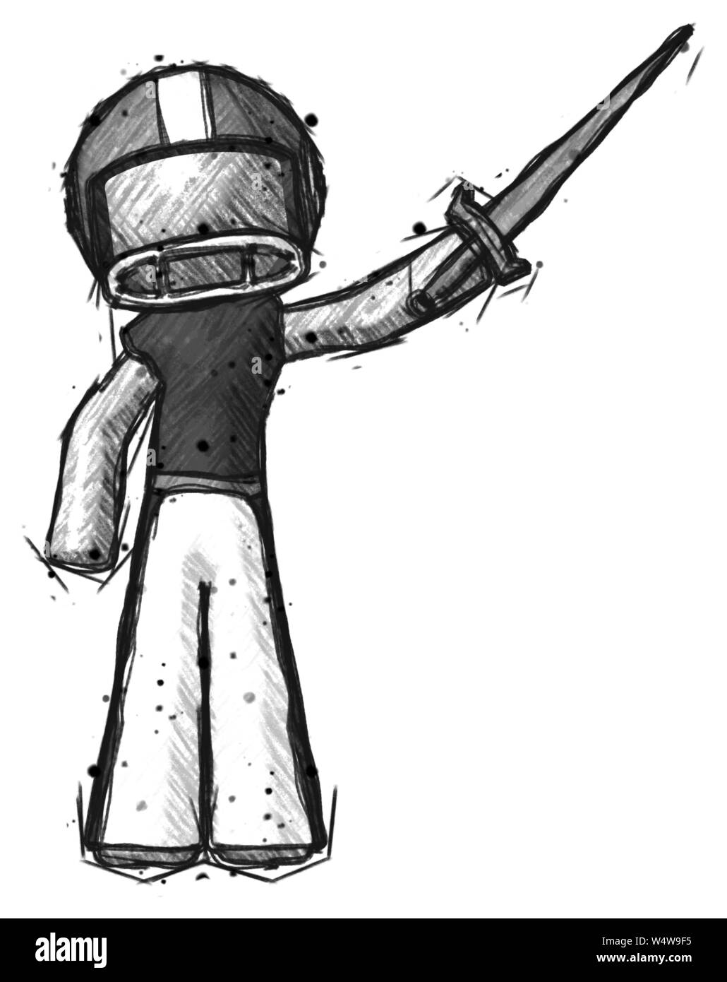 Sketch football player man holding sword in the air victoriously Stock ...