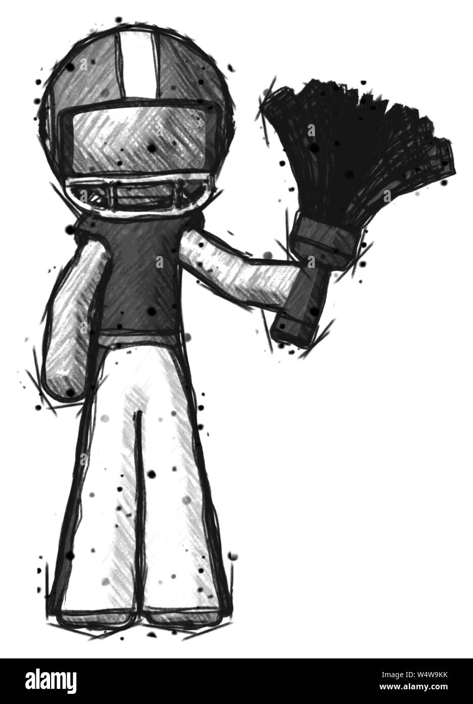 Sketch football player man holding feather duster facing forward Stock ...
