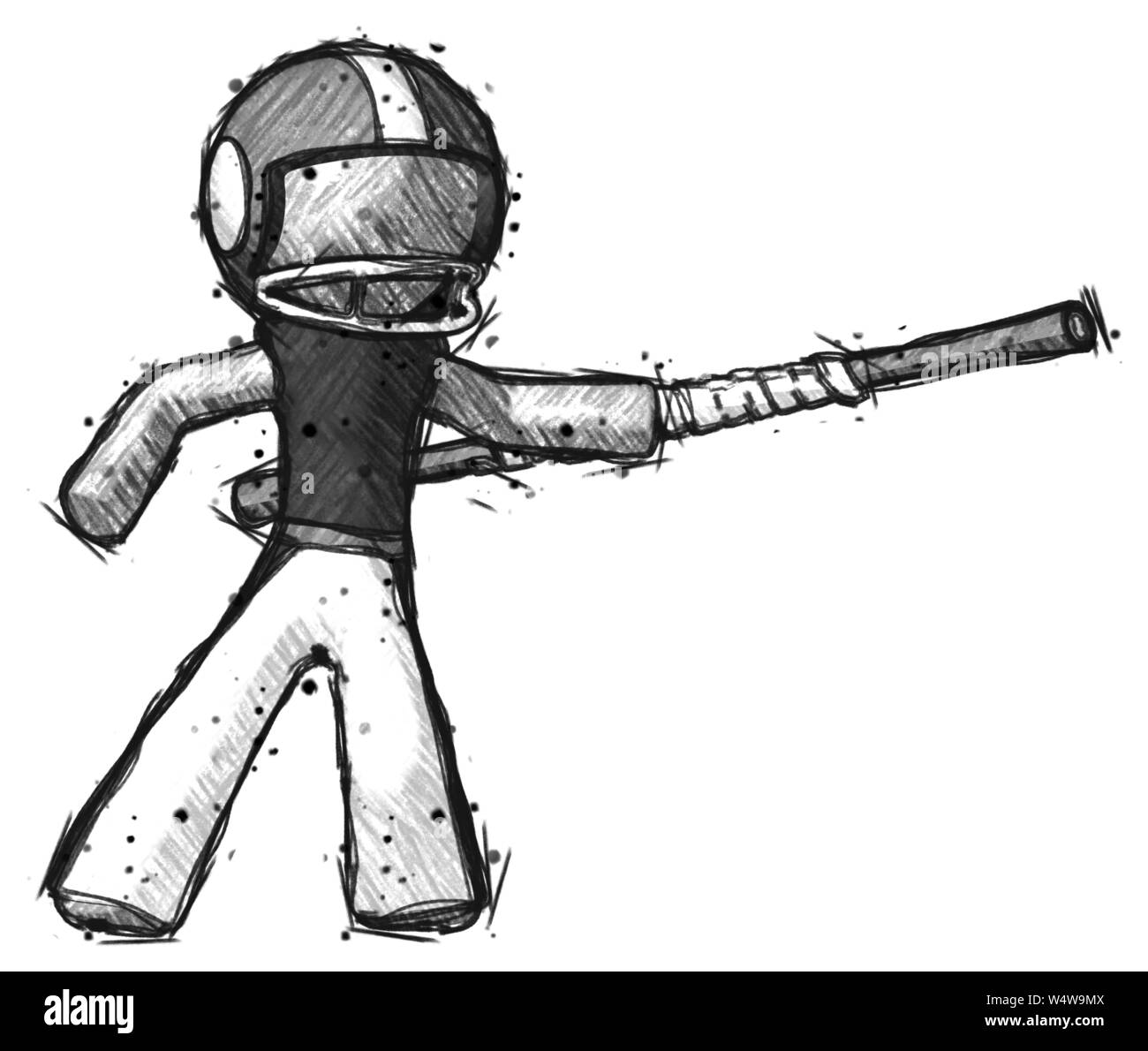 Sketch football player man bo staff pointing right kung fu pose Stock ...