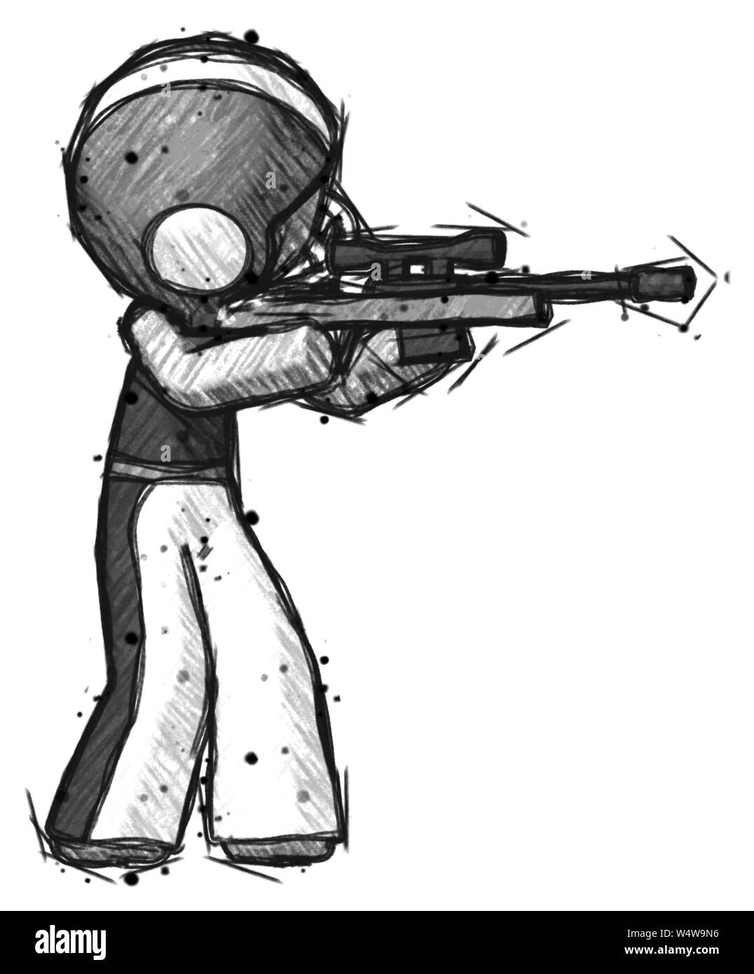 Sketch football player man shooting sniper rifle Stock Photo - Alamy