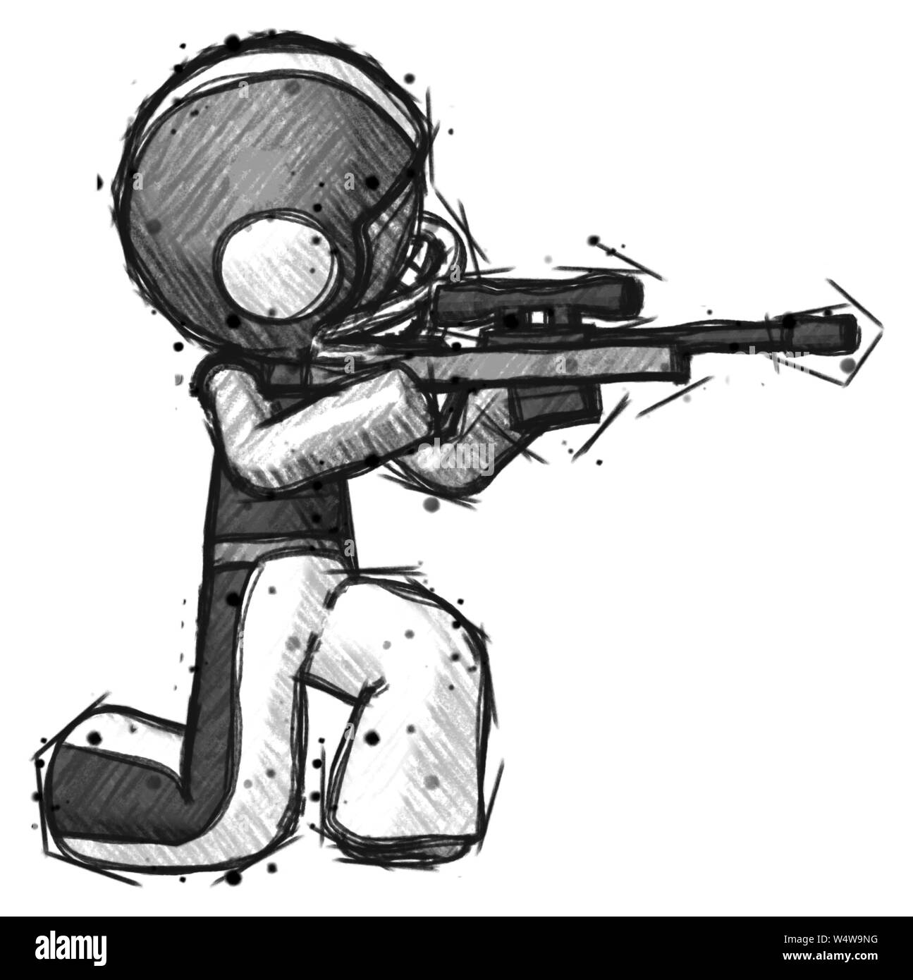 Sketch football player man kneeling shooting sniper rifle Stock Photo ...