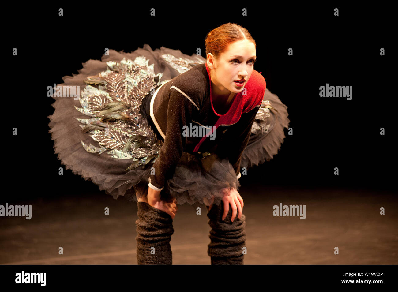 Ballet Dancer Backstage in black tutu Stock Photo - Alamy