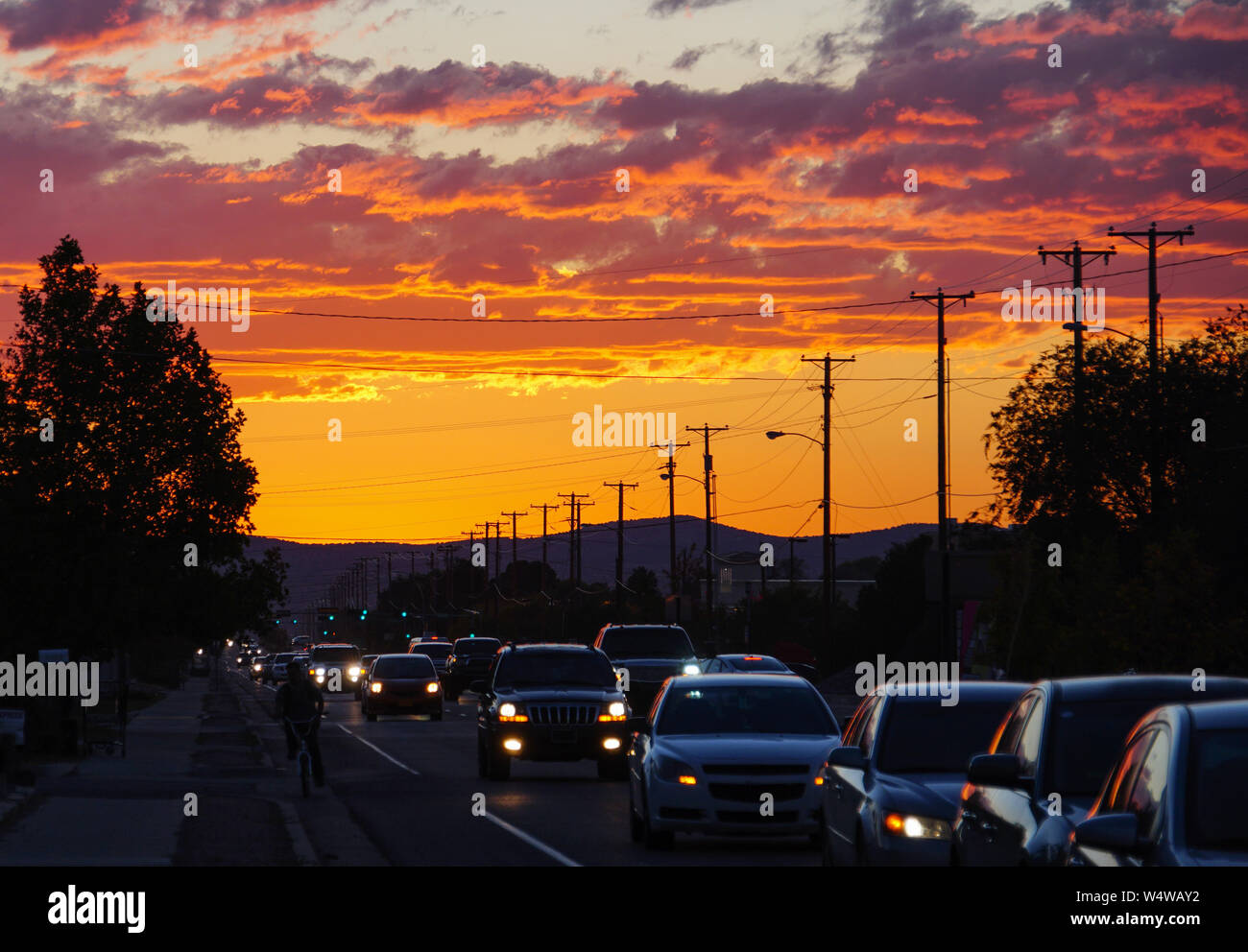 The Fiery Sky of a Santa Fe Sunset Stock Photo - Alamy