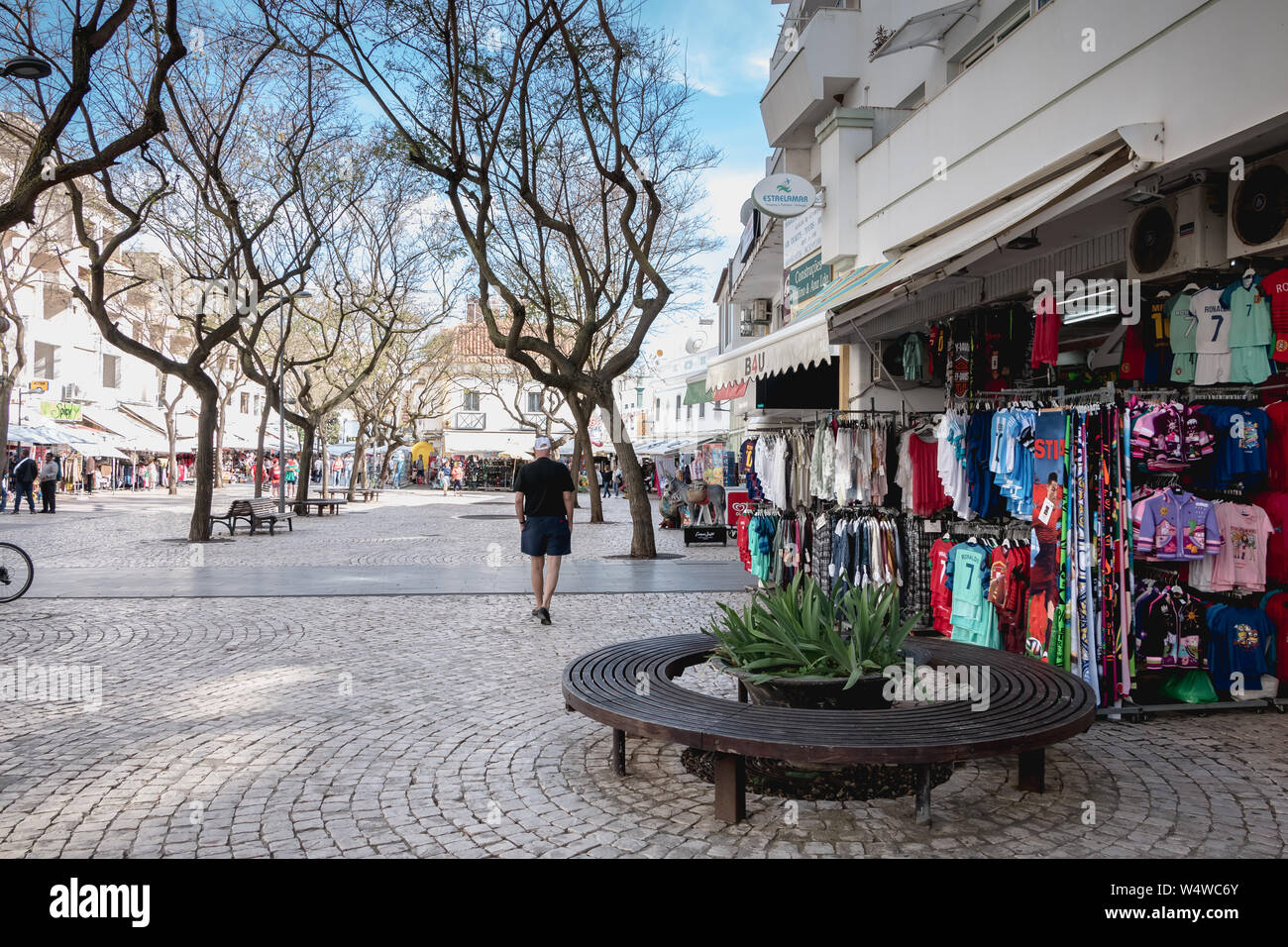 Albufeira, Portugal - May 3, 2018: Street atmosphere and souvenir shop ...