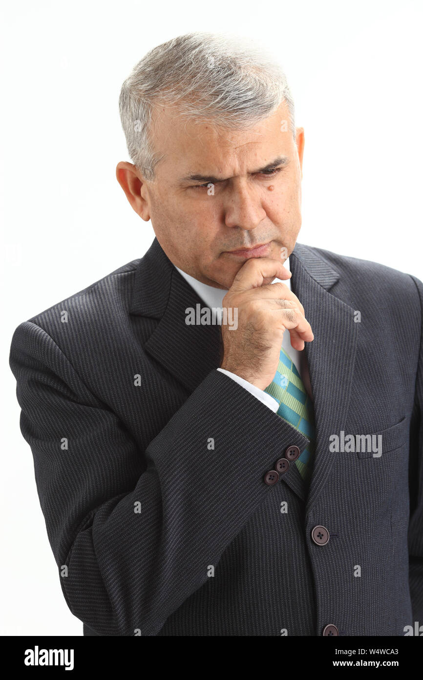 Indian Businessman Old Man Thinking High Resolution Stock Photography ...