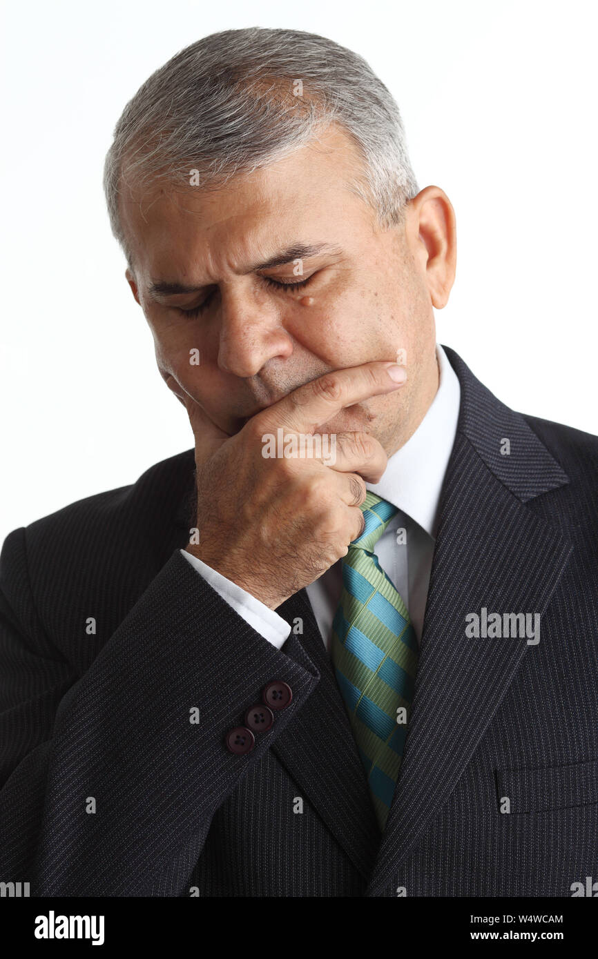 Indian businessman old man thinking hi-res stock photography and images ...