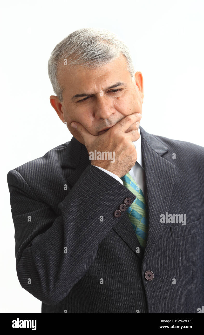 Indian businessman old man thinking hi-res stock photography and images ...
